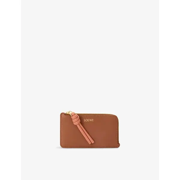 Loewe Knot Coin Leather Card Holder - Tan/papaya