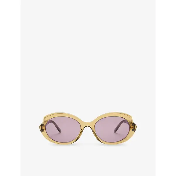Loewe Acetate Oval Frame Sunglasses - Transparent Olive