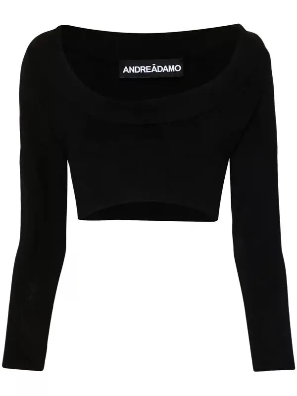 ANDREĀDAMO Ribbed Cropped Long Sleeve Top