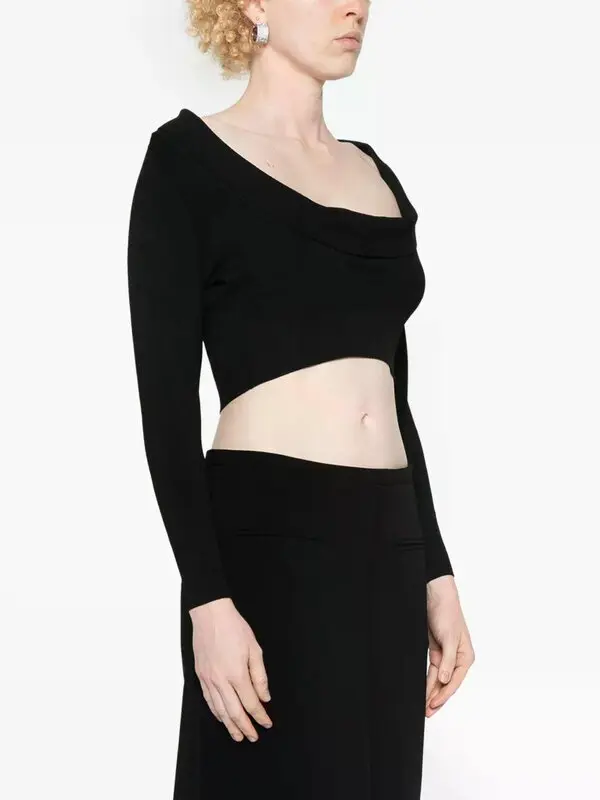 ANDREĀDAMO Ribbed Cropped Long Sleeve Top