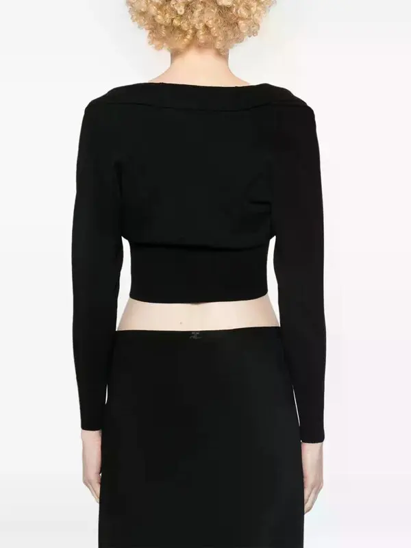 ANDREĀDAMO Ribbed Cropped Long Sleeve Top