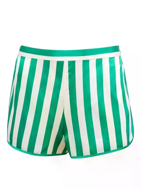 FLEUR DU MAL Riviera Striped Satin Shorts