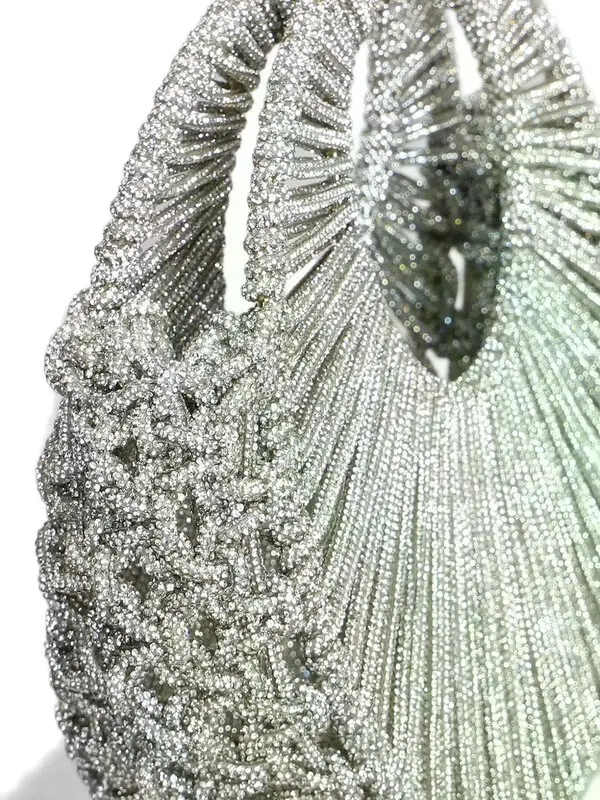 HIBOURAMA Pleated Circular Handbag - Silver