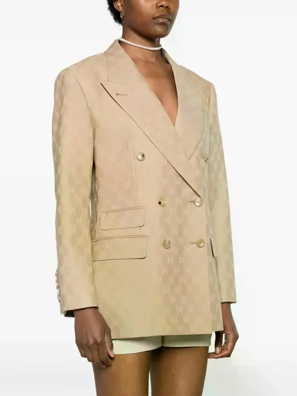Gucci Gg Jacquard Double-breasted Blazer