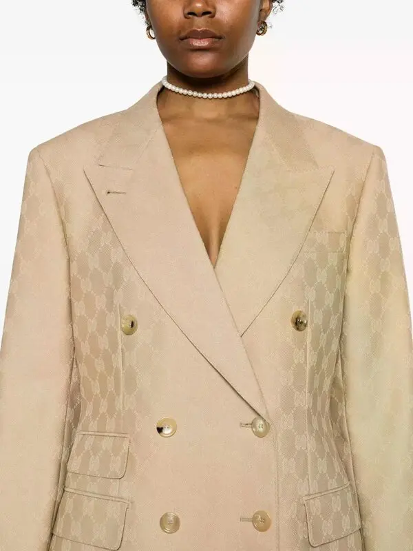 Gucci Gg Jacquard Double-breasted Blazer