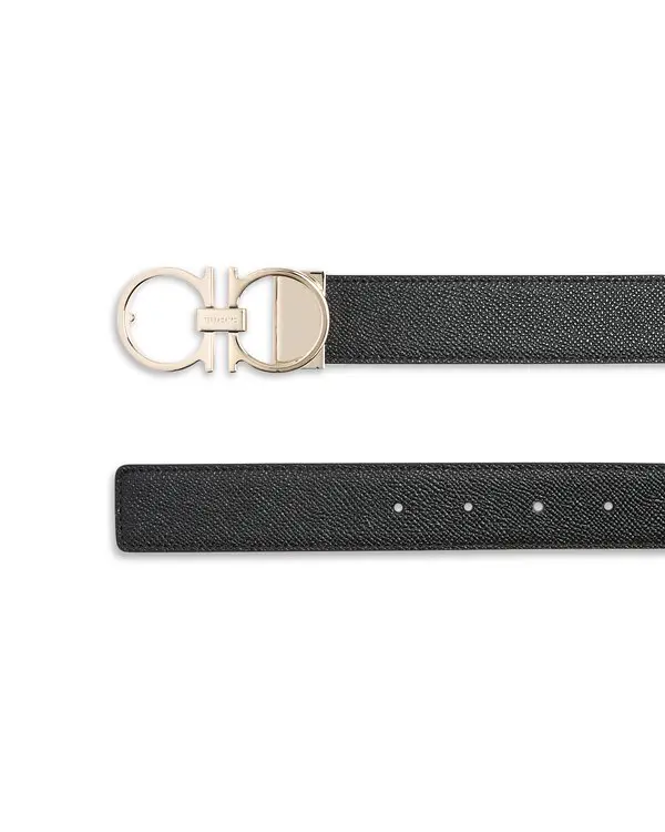 FERRAGAMO Double Gancini Leather Belt - Nero