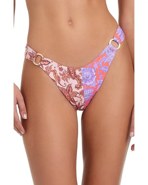 Red Carter Colorblocked Ring Bikini Bottom - Multi