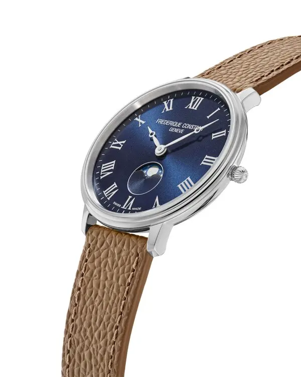 FREDERIQUE CONSTANT Classics Quartz Moonphase Watch, 39mm - Blue/brown