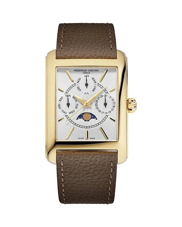 FREDERIQUE CONSTANT Classics Carree Quartz Moonphase Watch - Silver/brown