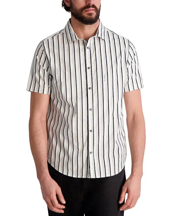 Karl Lagerfeld Paris Karl Lagerfeld Striped Paris Striped Short Sleeve Logo Shirt
