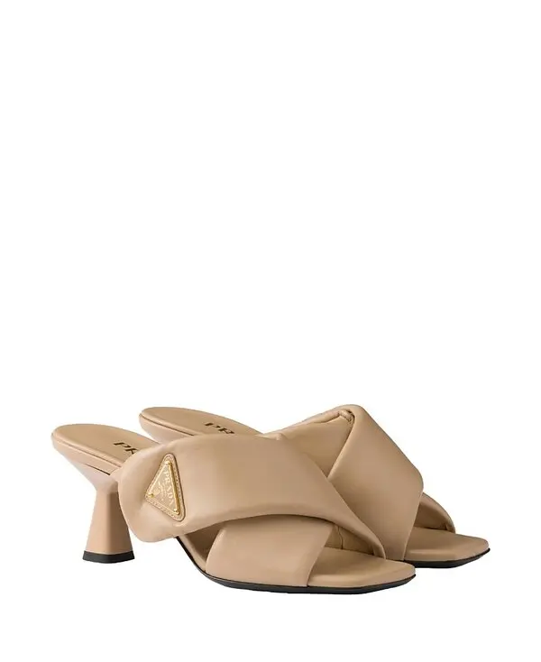 Prada Padded Nappa Leather Sandals - Brown