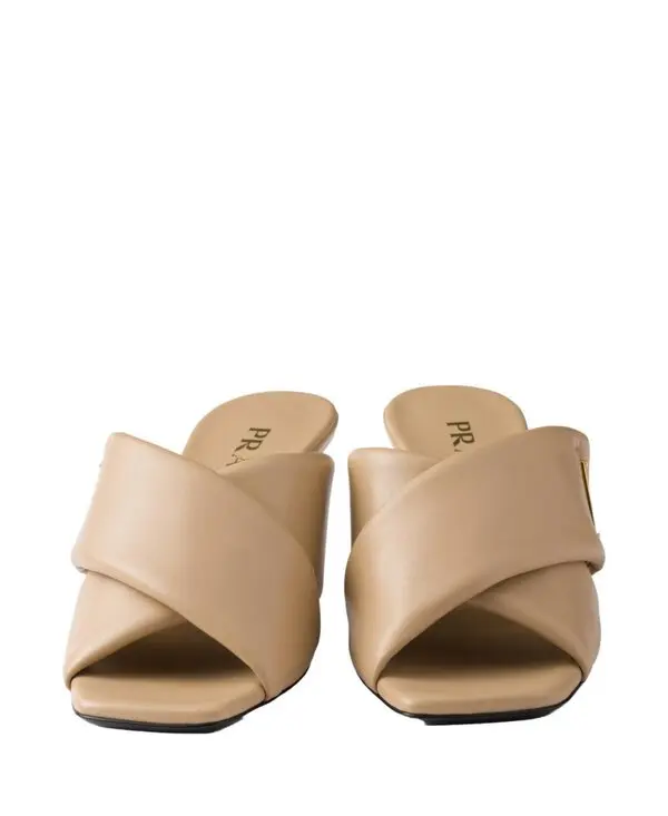 Prada Padded Nappa Leather Sandals - Brown