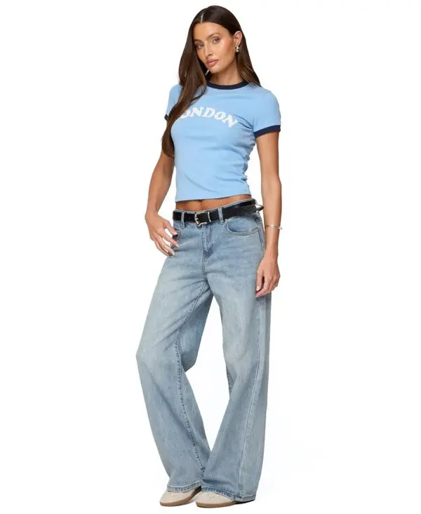 EDIKTED London Contrast T-shirt - Light Blue
