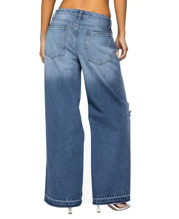 EDIKTED Xenia Distressed Low Rise Jeans