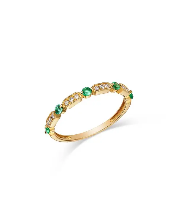Bloomingdale'S Emerald And Diamond Band In 14k Yellow Gold - Green/gold