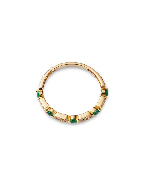 Bloomingdale'S Emerald And Diamond Band In 14k Yellow Gold