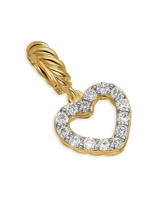 David Yurman Micro Pave Open Heart Amulet - Gold