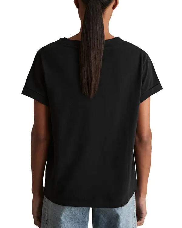 REISS Luna V-neck Tee - Black