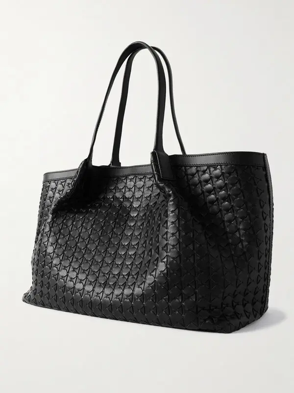 SERAPIAN Secret Large Woven Leather Tote - Black