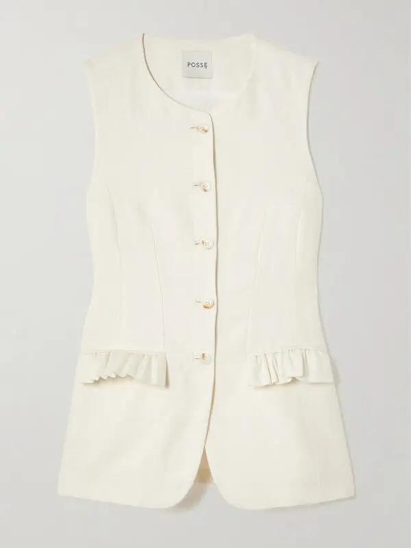 Posse Matilda Ruffled Linen Vest