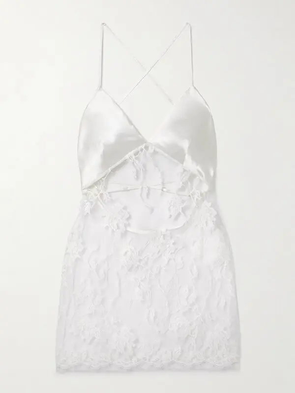 Kiki De Montparnasse Dominique Silk-trimmed Chemise - Neutrals