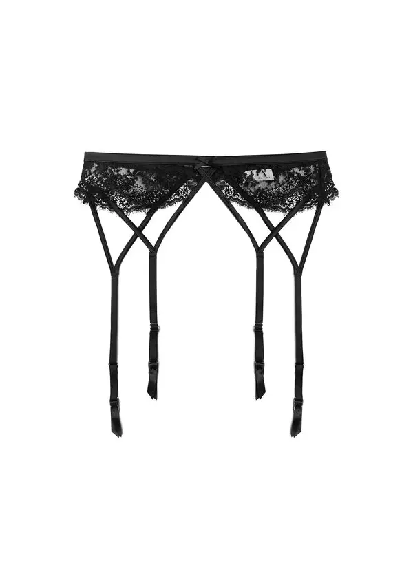 Fleur Du Mal Frankie Lace Strappy Garter Belt - Black