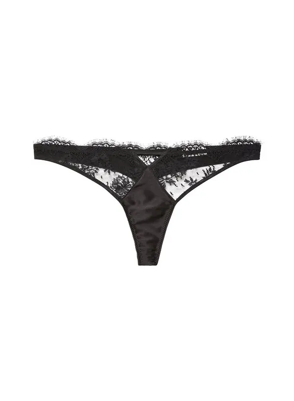 Fleur Du Mal Frankie Lace Thong - Black