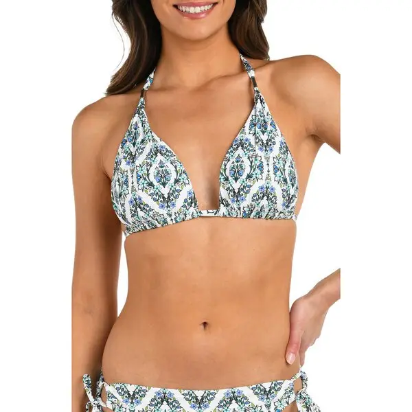 La Blanca Printed Halter Bikini Top - Blue
