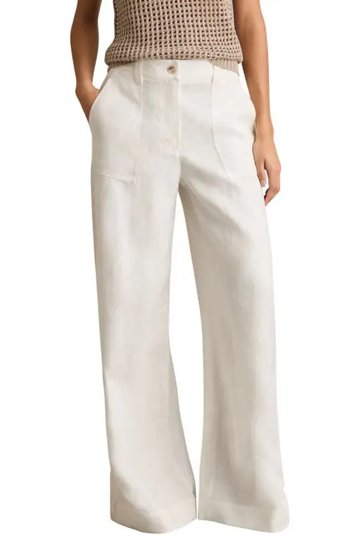 REISS Ashby Wide Leg Linen Pants