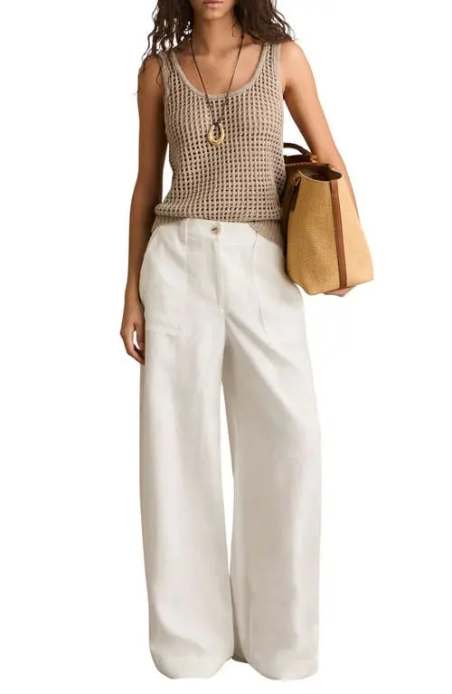 REISS Ashby Wide Leg Linen Pants