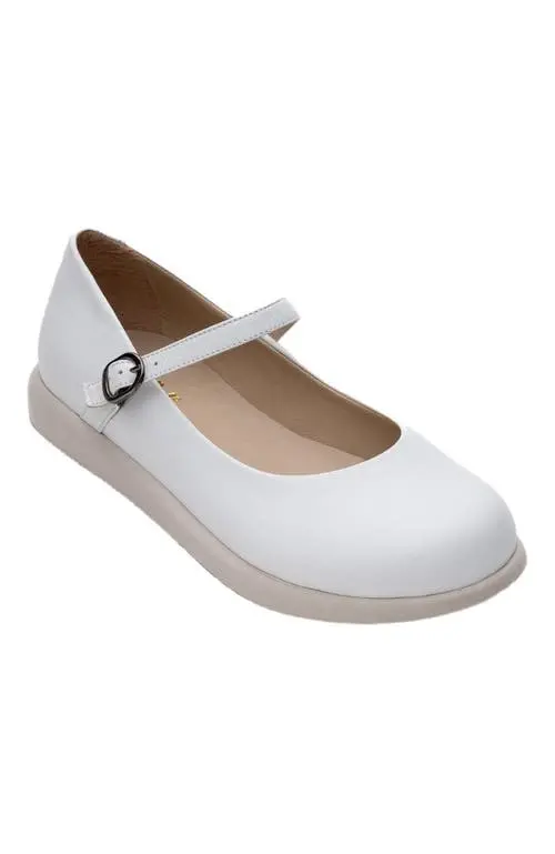 FOREVER & ALWAYS SHOES Leather Anisa Strap Flats - White Leather