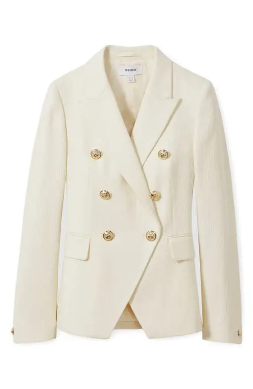 REISS Tally Double-breasted Wool-blend Blazer - White