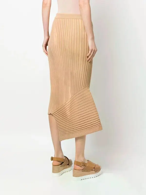 Stella McCartney Asymmetric Ribbed-knit Wrap Skirt - Brown