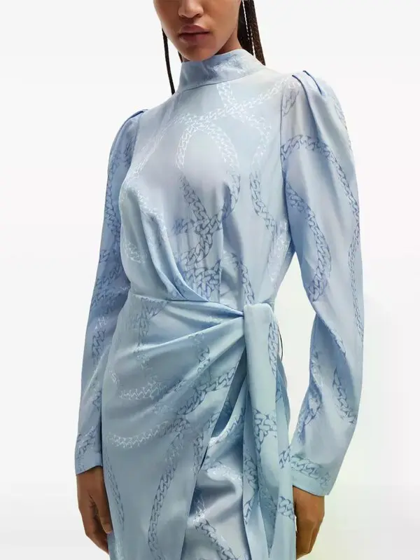 Hugo Chain-print Draped Dress