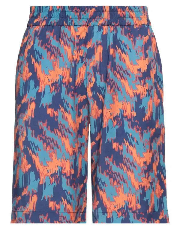 ROBERTO COLLINA Viscose Bermuda Shorts With Abstract Print - Blue