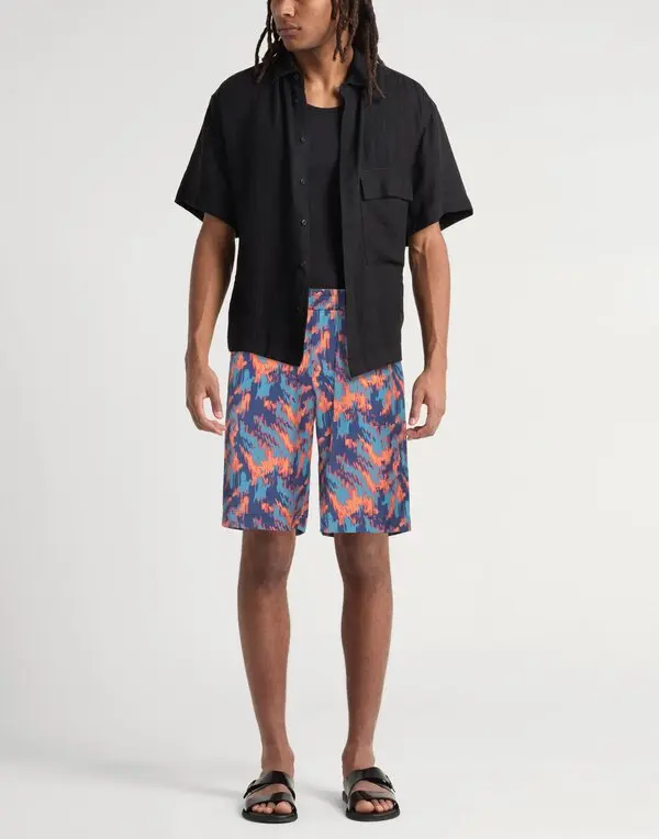 ROBERTO COLLINA Viscose Bermuda Shorts With Abstract Print - Blue