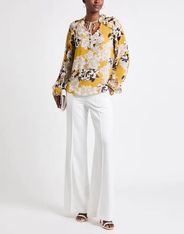 Calvin Klein Floral-Print Crepe Top In Yellow 42% Off Editorialist - Main Image
