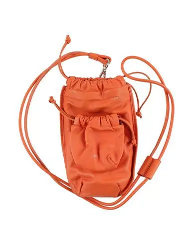 ELAOW Leather Drawstring Pouch With Detachable Shoulder Strap - Orange
