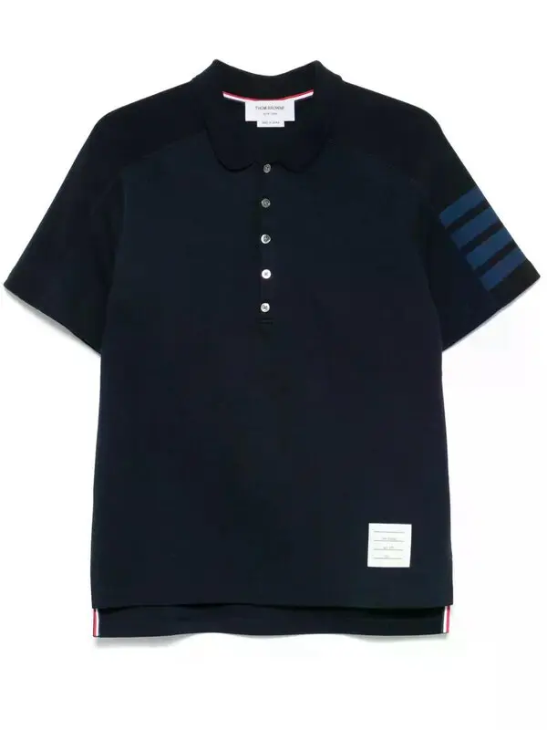 Thom Browne 4-bar Stripe Cotton Polo Shirt - Blue