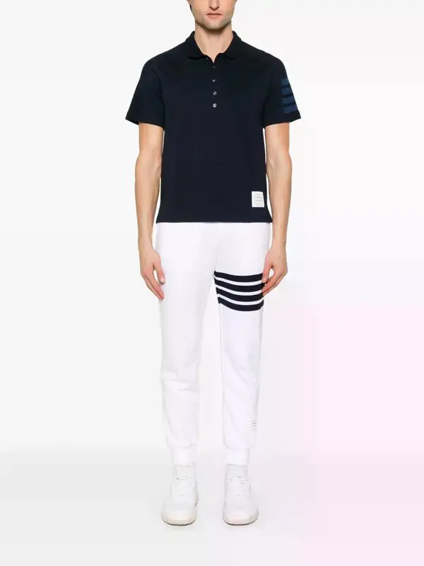 Thom Browne 4-bar Stripe Cotton Polo Shirt - Blue