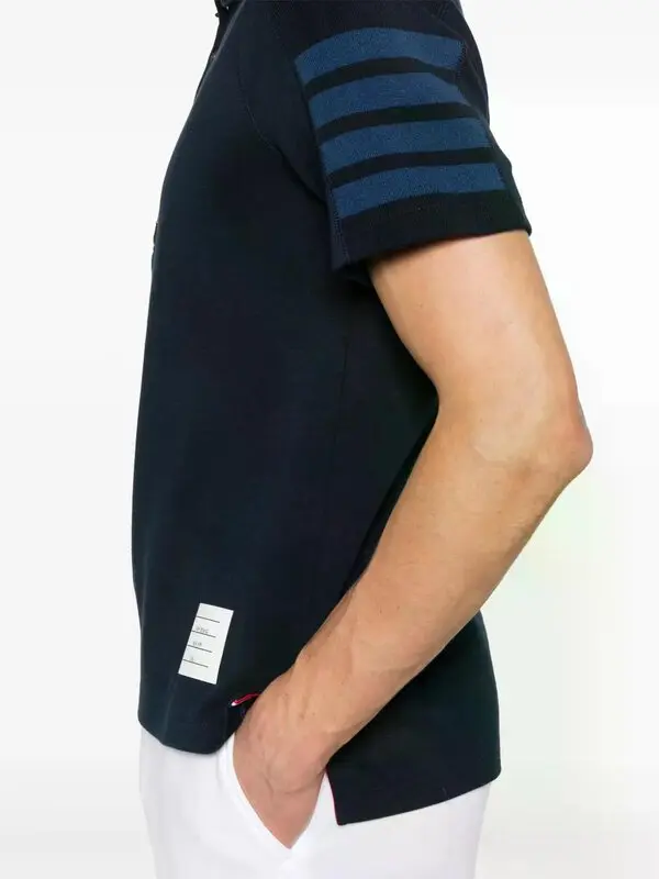 Thom Browne 4-bar Stripe Cotton Polo Shirt - Blue