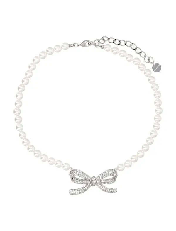 SELF-PORTRAIT Bow Necklace - Pearl