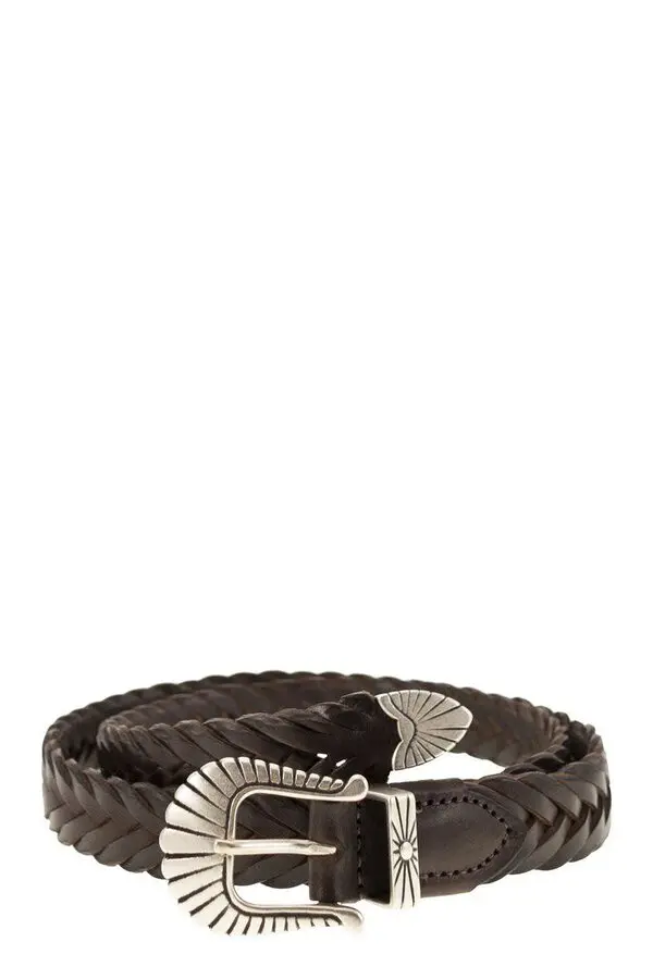 ALBERTO LUTI Braided Leather Belt - Brown