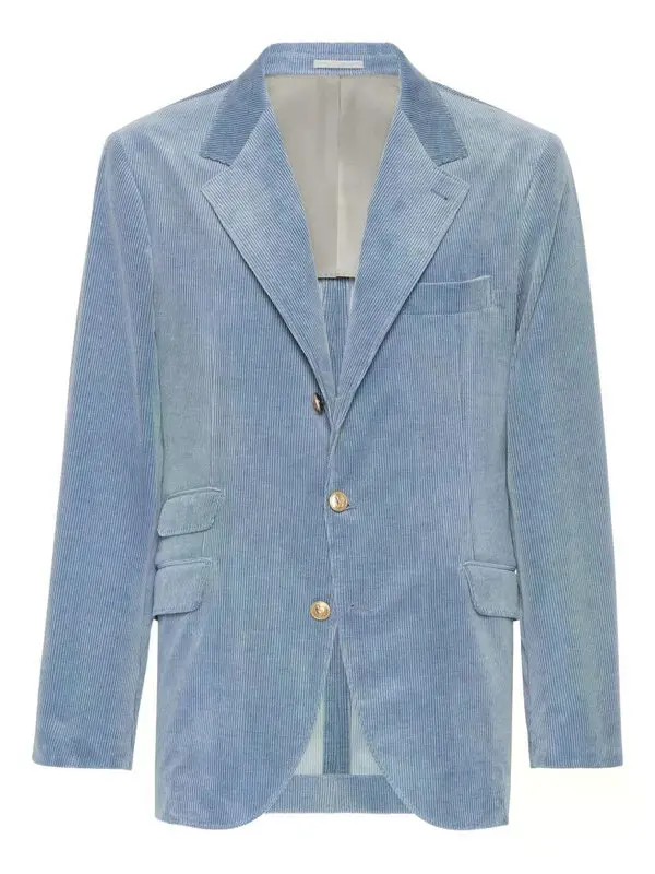 Brunello Cucinelli Corduroy Single-breasted Blazer - Blue