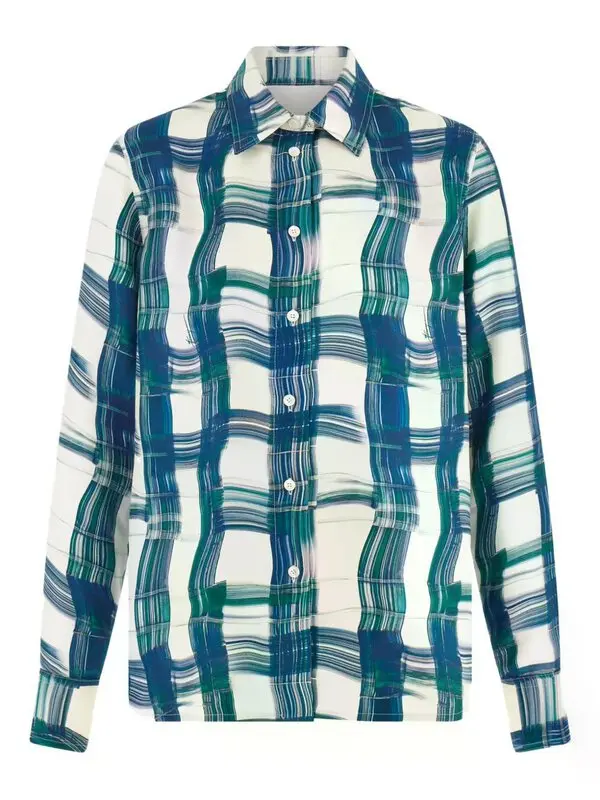 FERRAGAMO Plaid Silk Shirt - Blue