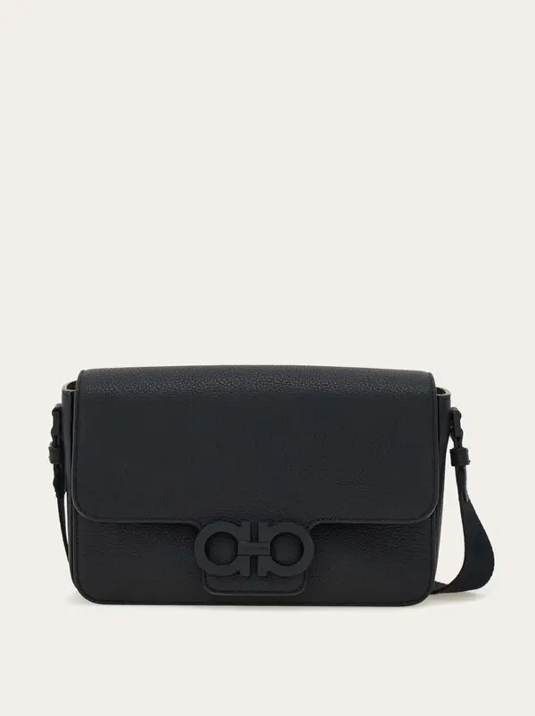FERRAGAMO Double Gancini Messenger Bag - Black