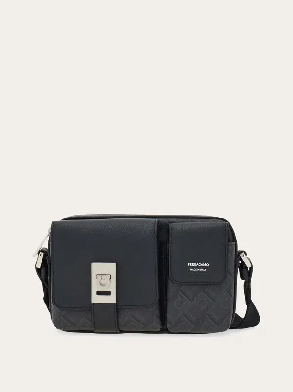 FERRAGAMO Monogram Utility Crossbody Bag - Black