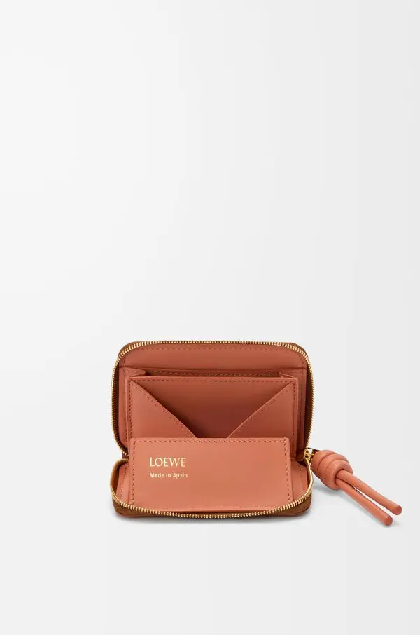 Loewe Zipped Coin Purse In Shiny Nappa Leather Skin - Tan/papaya