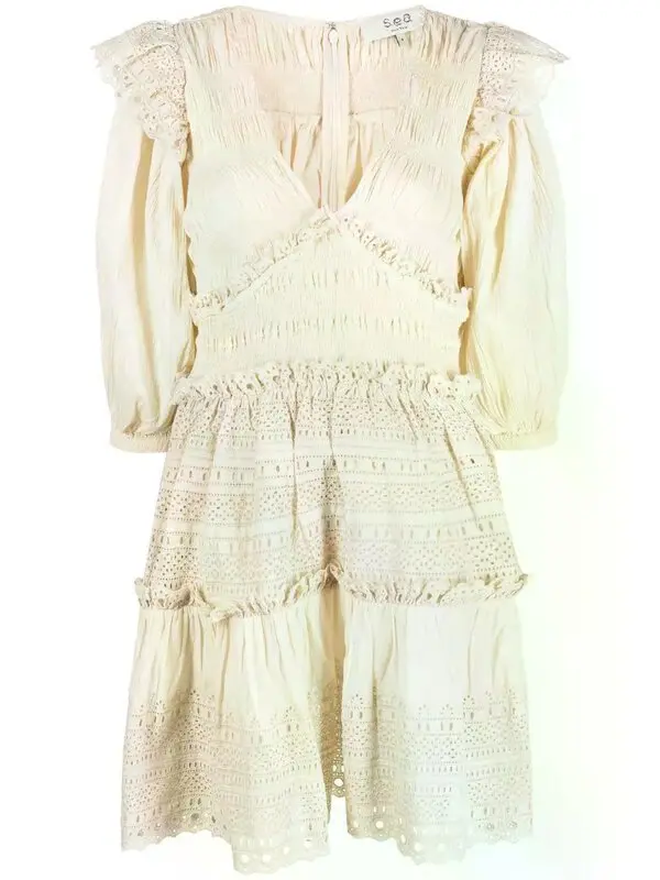 Sea Organic Cotton Puff-sleeved Dress