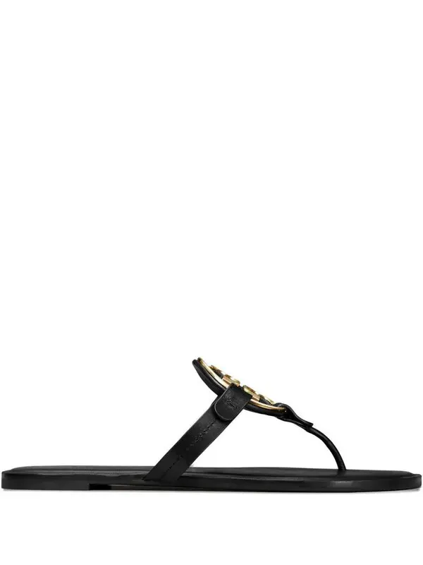 Tory Burch Miller Logo Thong Sandals - Black